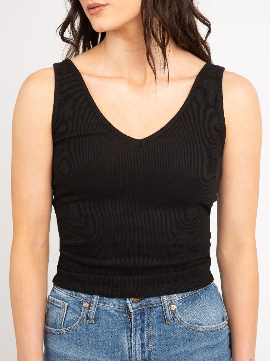 double v neck ribbed tank Bootlegger 2000007376