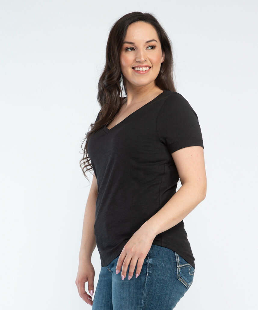 lynn core rolled short sleeve v neck slub tee Bootlegger 2000005248