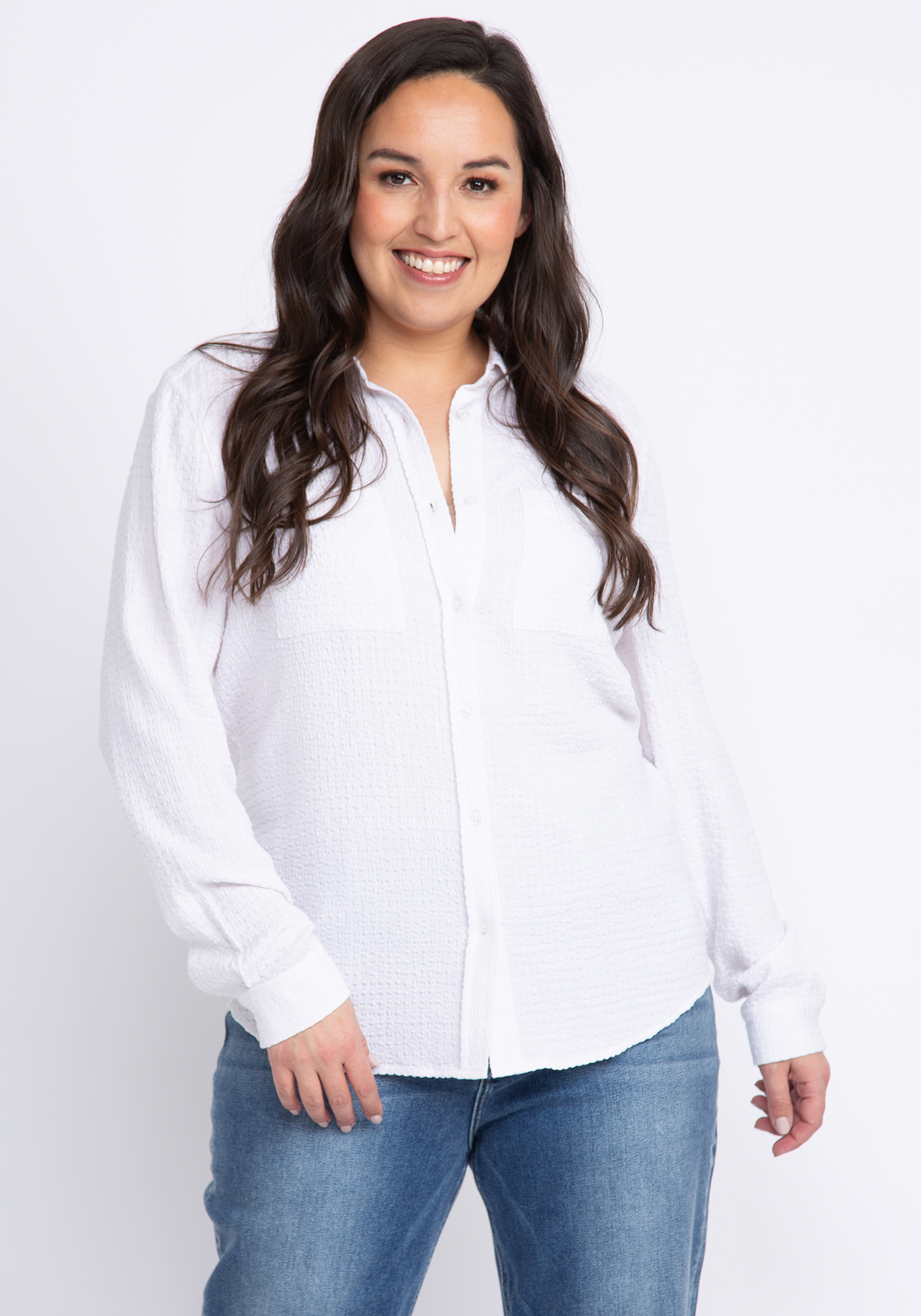 maude textured button front shirt Bootlegger 2000005886