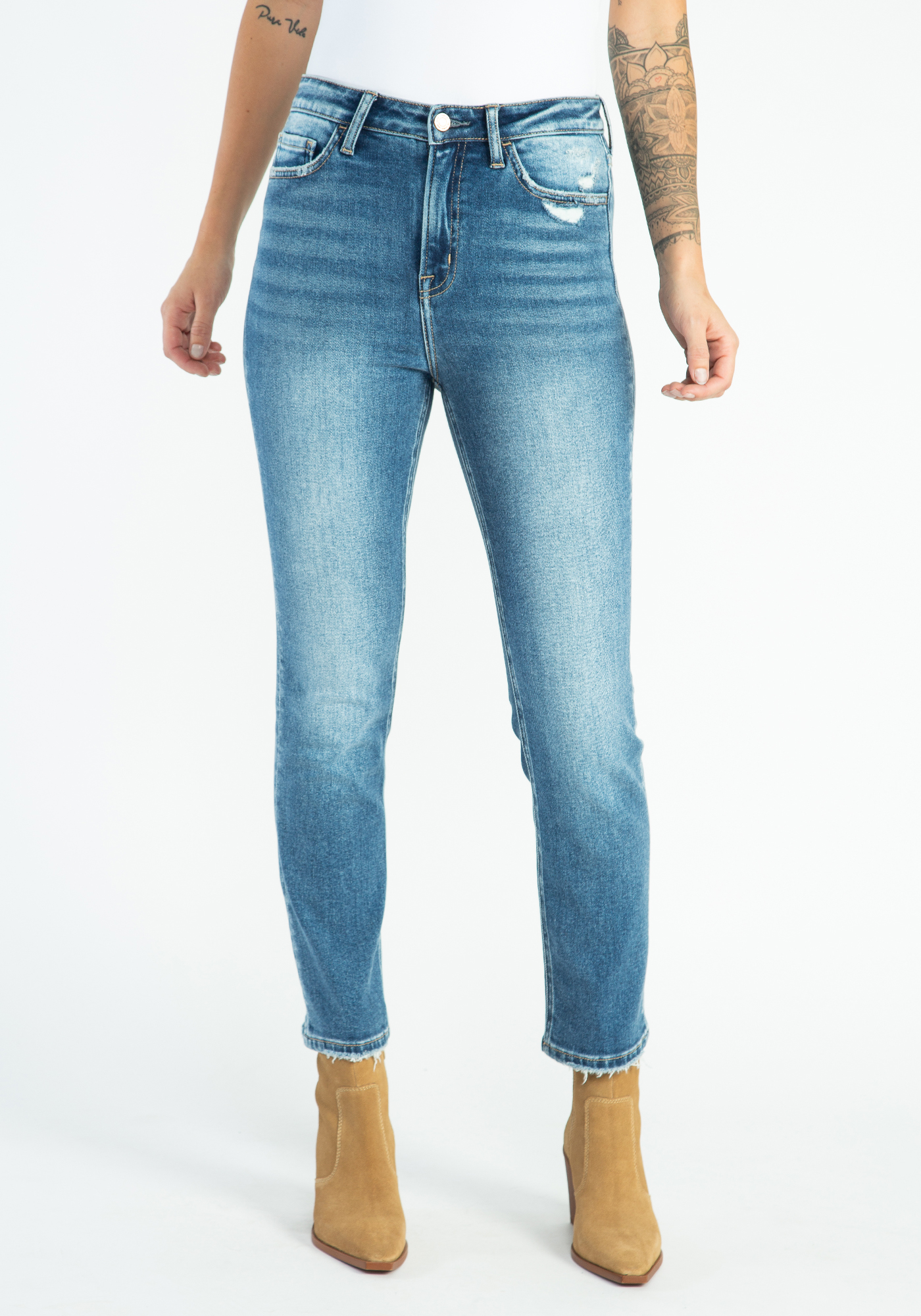 high rise slim straight jeans Bootlegger 2000005644