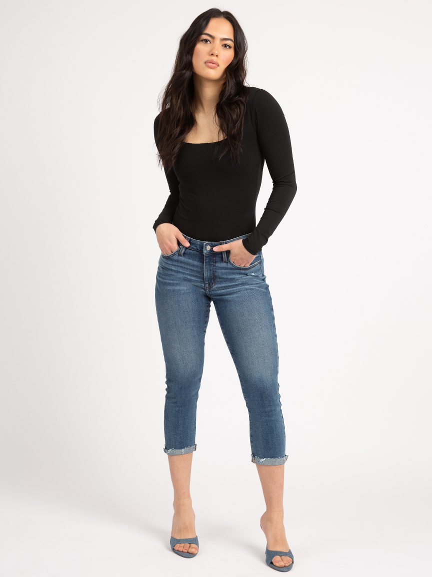 mid-rise capri jeans medium wash Bootlegger 2000006963
