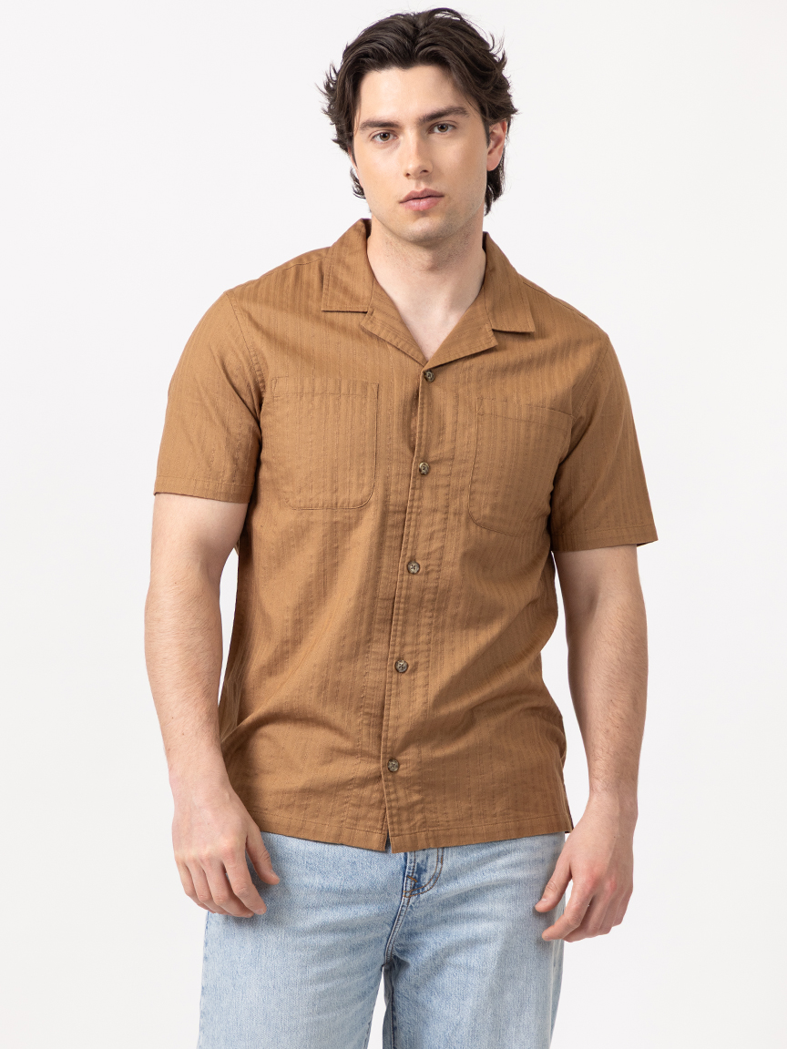 isaac stripe textured 2 pkt camp collar shirt Bootlegger 2000008045